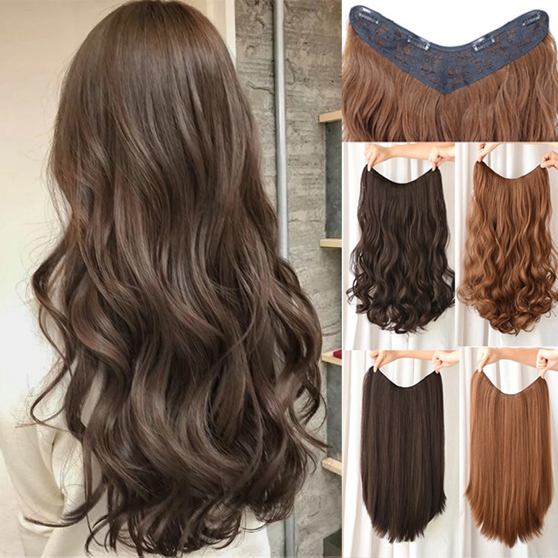【High Quality】 Thickened Straight/Curly One Piece Synthetic V Shape ...