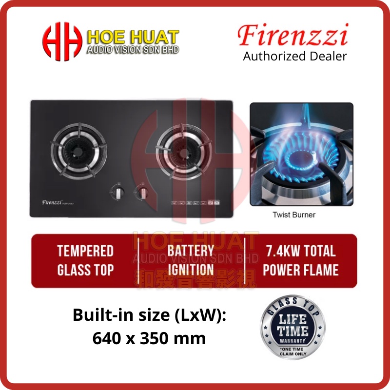 Firenzzi FGH-2013 Double Burner Tempered Glass Built-in-Hob (7.4kW ...