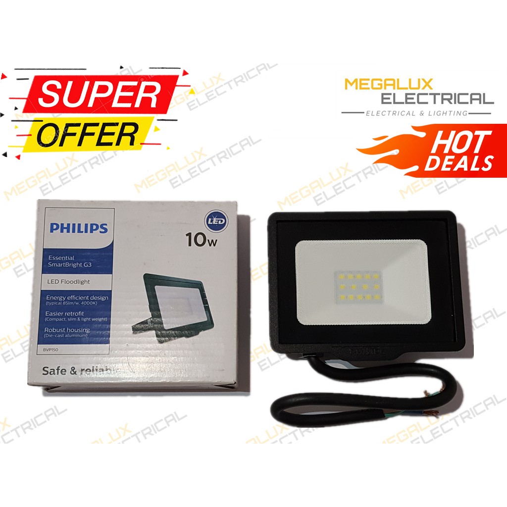 Philips LED Essential SmartBright BVP150 10W LED FLOOD LIGHT / OUTDOOR ...