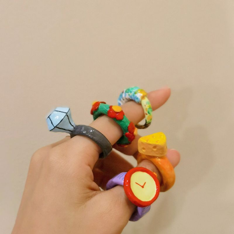 Handmade Air Dry Clay Rings｜Deco｜Accessories | Shopee Malaysia