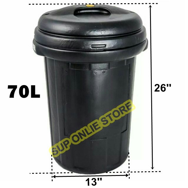 Heavy Duty Fiber Garbage Dustbin Trash Pail with Cover 70L & 90L / Tong sampah / Garbage bin ...