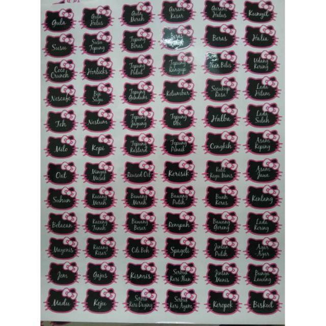 (72 Label) Sticker Dapur HELLO KITTY / Sticker Label Dapur / Sticker ...