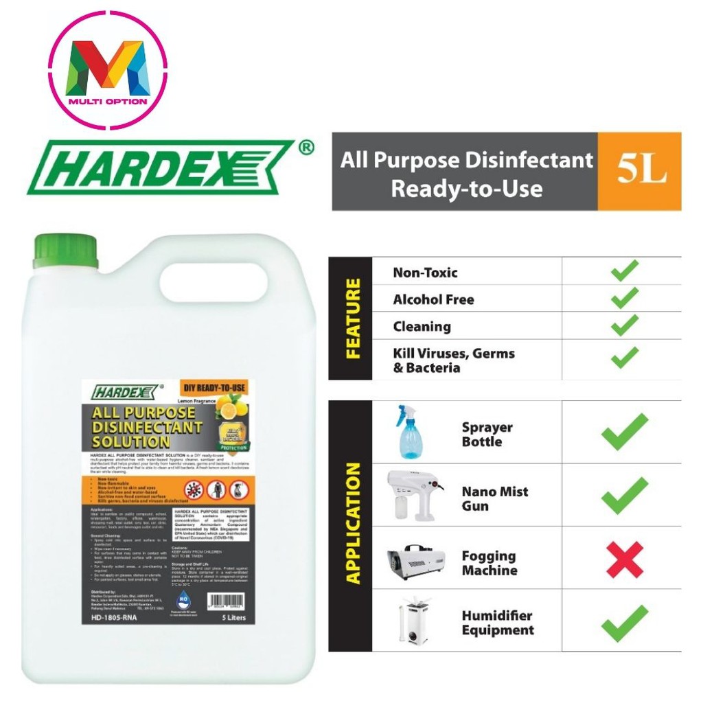 READY STOCK | HARDEX ALL PURPOSE DISINFECTANT READY TO USE HD-1805-RNA ...