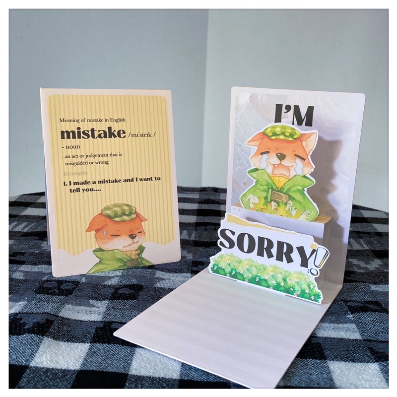 Sorry Card with Crying Fox Pop Up Card | Shopee Malaysia