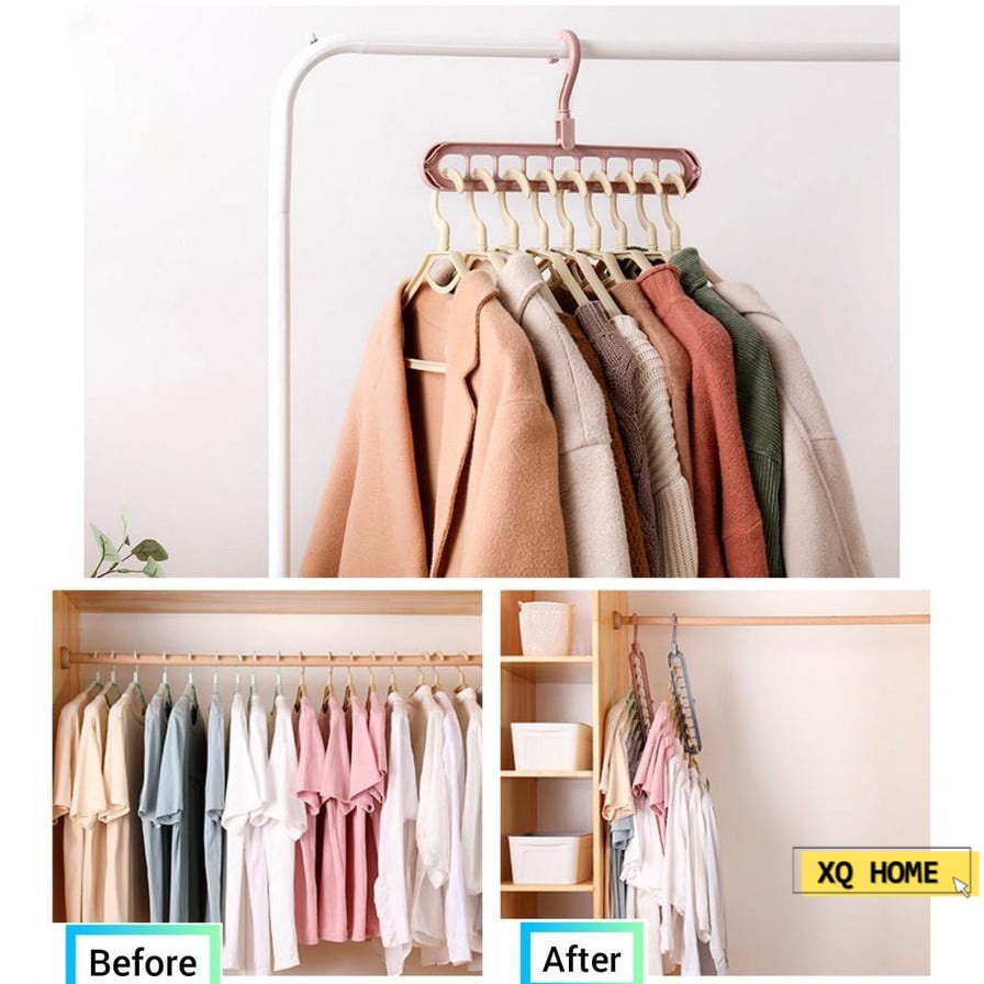 Multi-function Clothes Hanger Folding Magic Wardrobe Drying Clothe Home ...