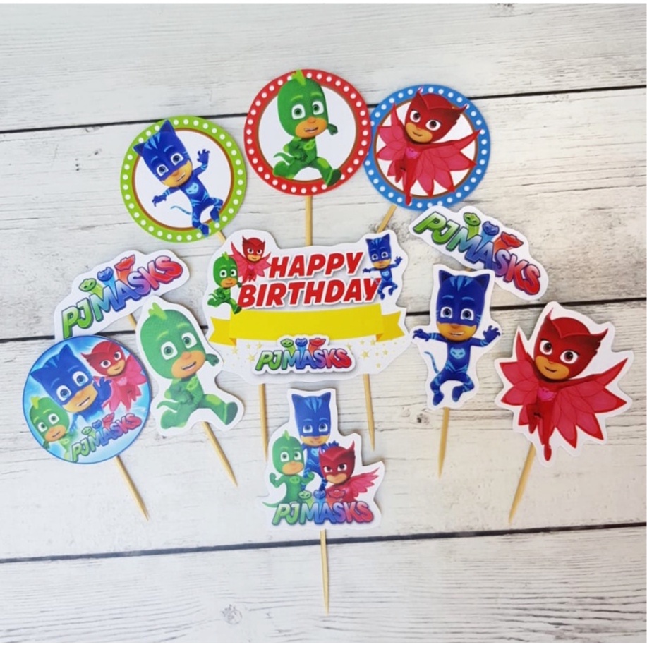 Pj Mask Birthday Cake Topper Cupcake Pudding Cake Decoration 1set ...