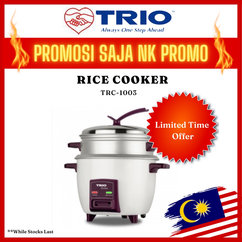 Trio Conventional Rice Cooker 1L/1.8L With Steam Tray TRC-1003 TRC1803 ...