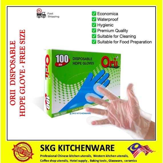 [ 100PCS ] ORIL HDPE DISPOSABLE GLOVES | Shopee Malaysia