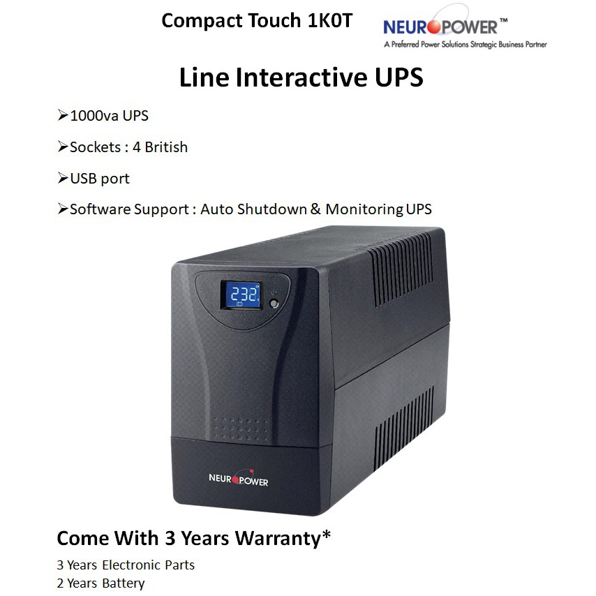 Neuropower Compact Touch Series Line Interactive UPS 1000va 1250va ...