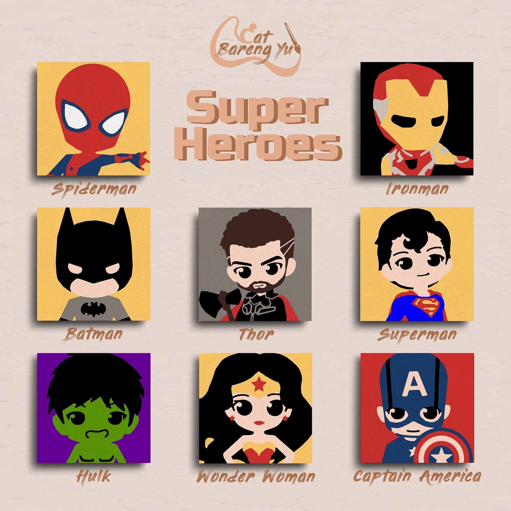 Paint By Numbers Kit For Kids - SuperHeroes Marvel DC Series (Spiderman ...