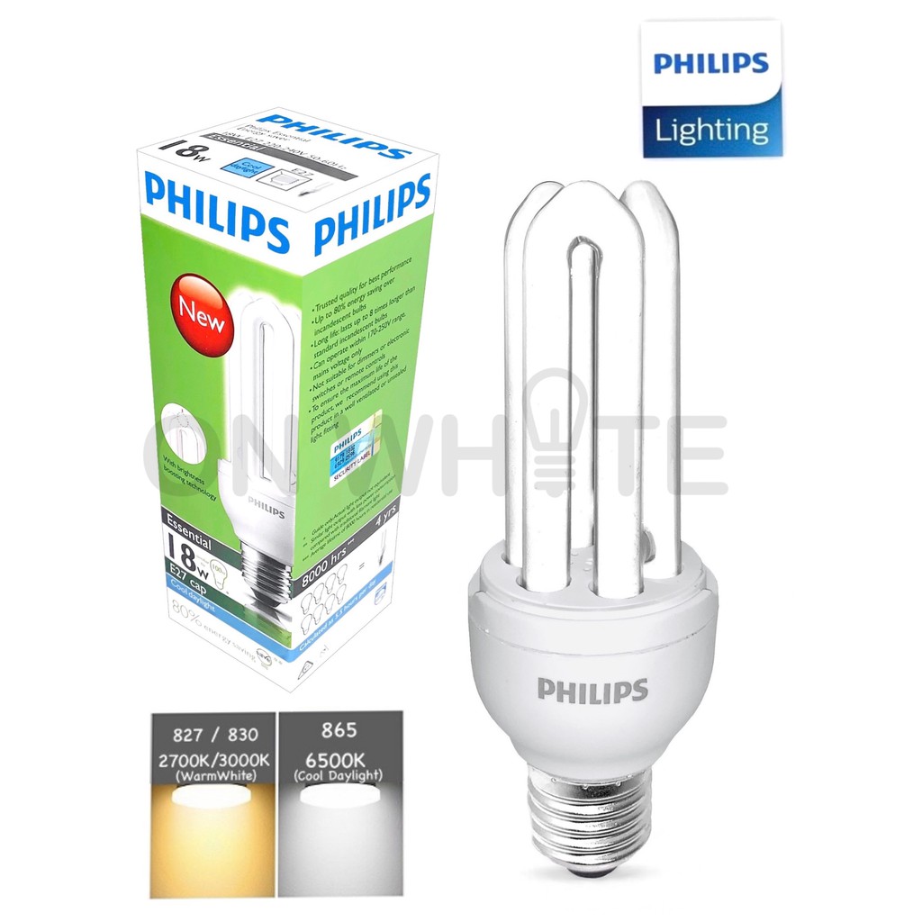 PHILIPS 18W /20W/ 23W PLCE E27 3U Bulb WarmWhite / Daylight GEN2 Lamp ...