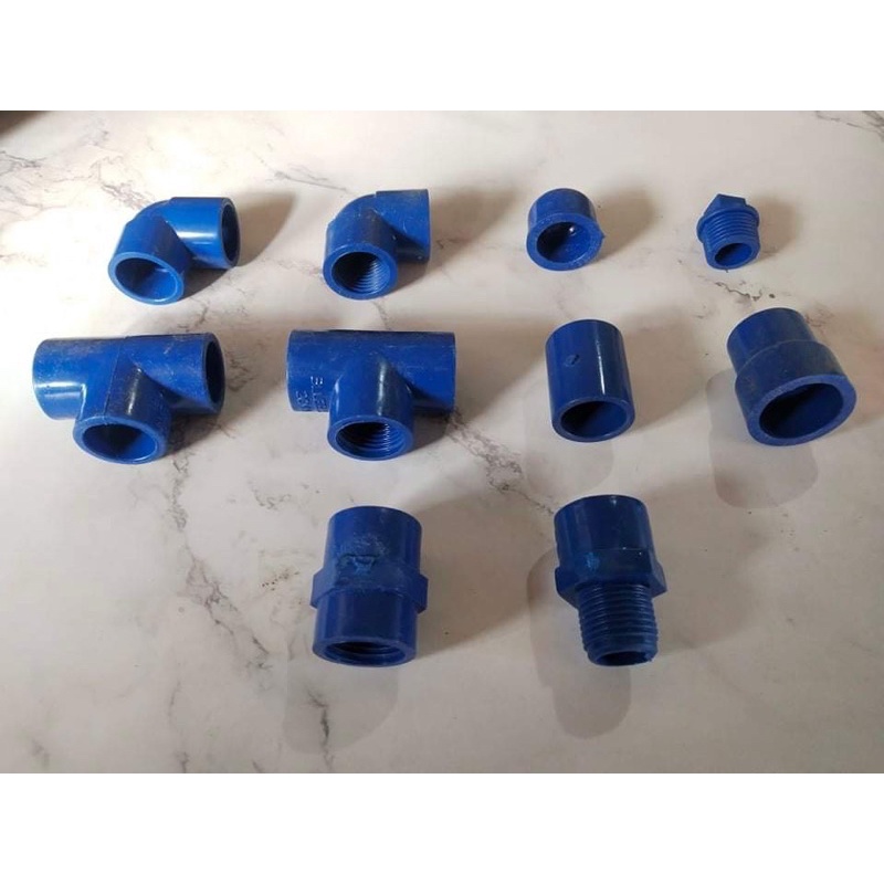 PVC Blue Fittings 1/2 to 3/4 ( Elbow , Adapter , Coupling , Tee ...