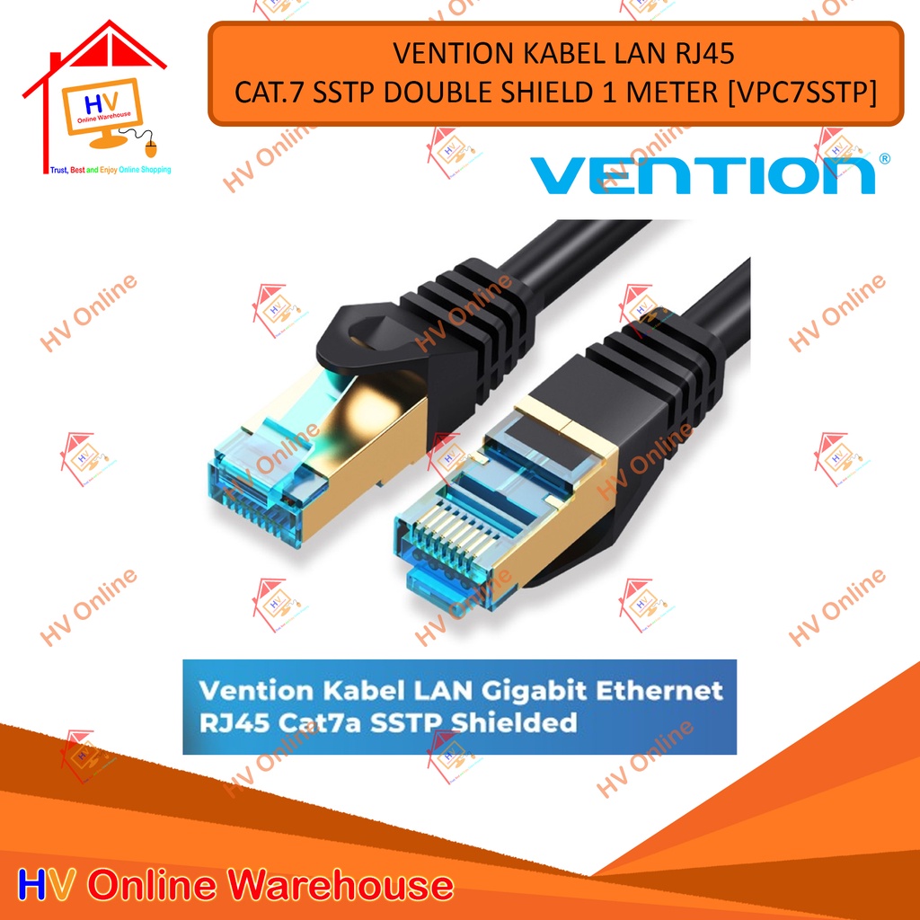 Vention LAN Cable RJ45 Cat.7 SSTP Double-Shielded 1 Meter [VPC7SSTP ...