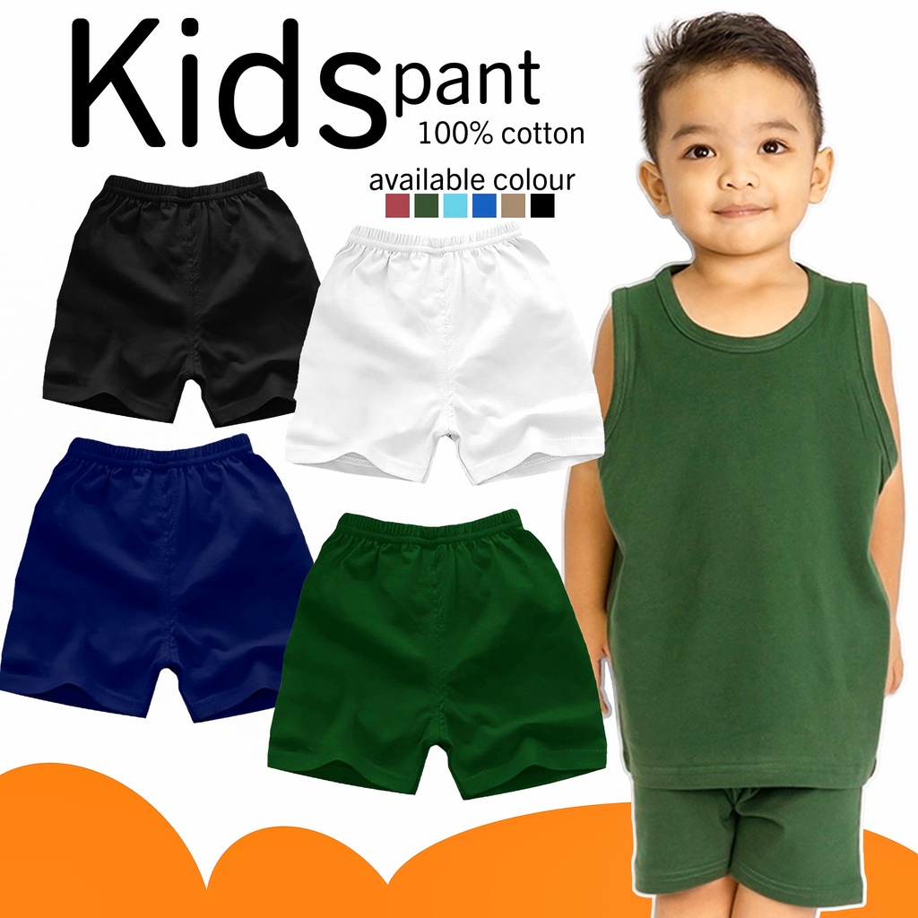 100% Cotton Unisex Kids Short Pants Plain Color | Shopee Malaysia