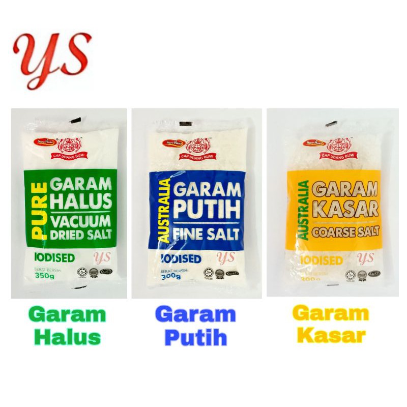 Garam Halus / Garam Putih / Garam Kasar (Cap Udang Bumi) 300g-350g x ...
