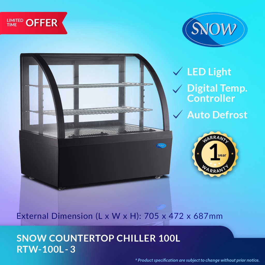 SNOW COUNTERTOP/ DISPLAY CHILLER 100L (1 year Warranty) / RTW-100L-3 ...