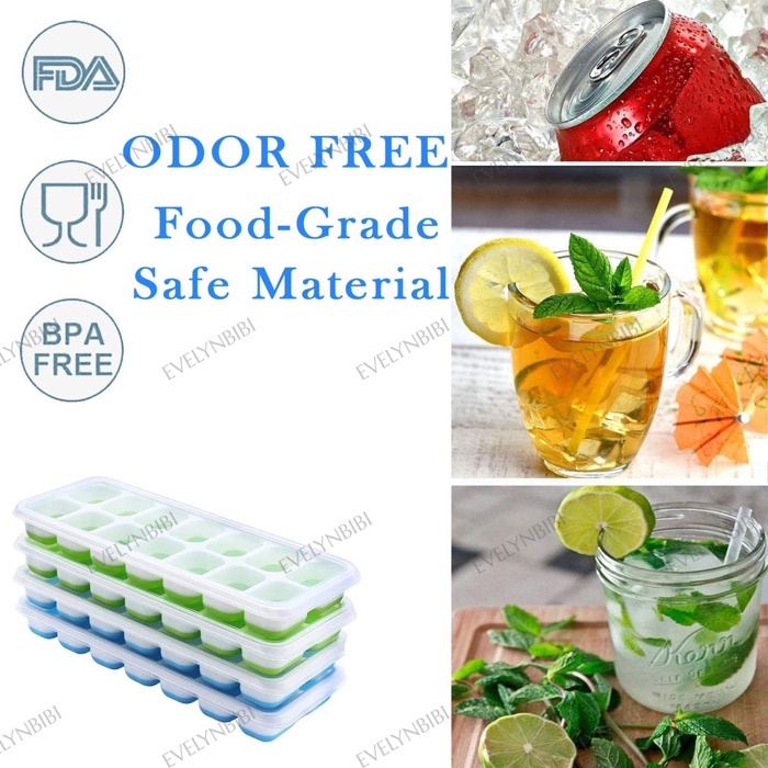Ice Cube Trays with No-Spill Removable Lid Ice Cube Molds Flexible Base ...