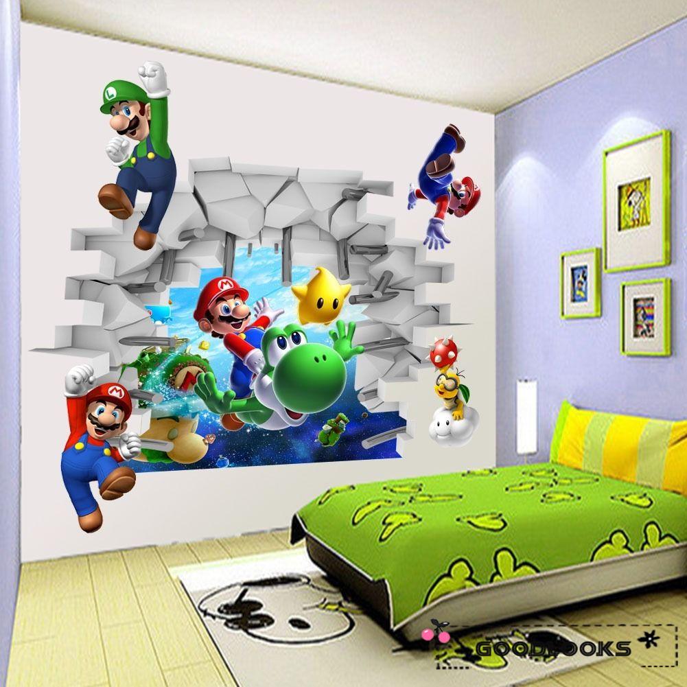 GD-Cartoon Super Mario Bros Vinyl Art Wall Stickers Decals Kids Nursery ...