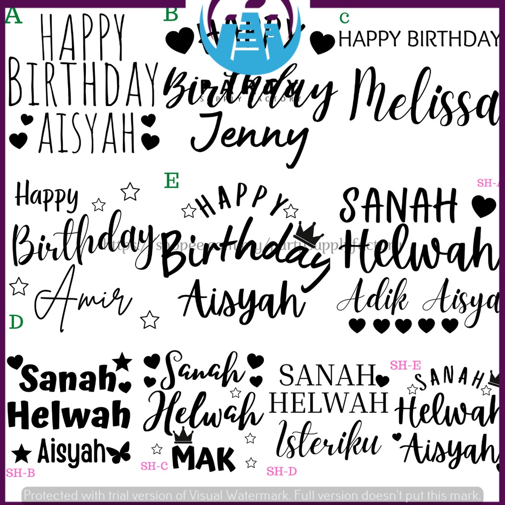 CUSTOMIZED BALLOON STICKER - HAPPY BIRTHDAY / SANAH HELWAH WORD A4 . A5 ...