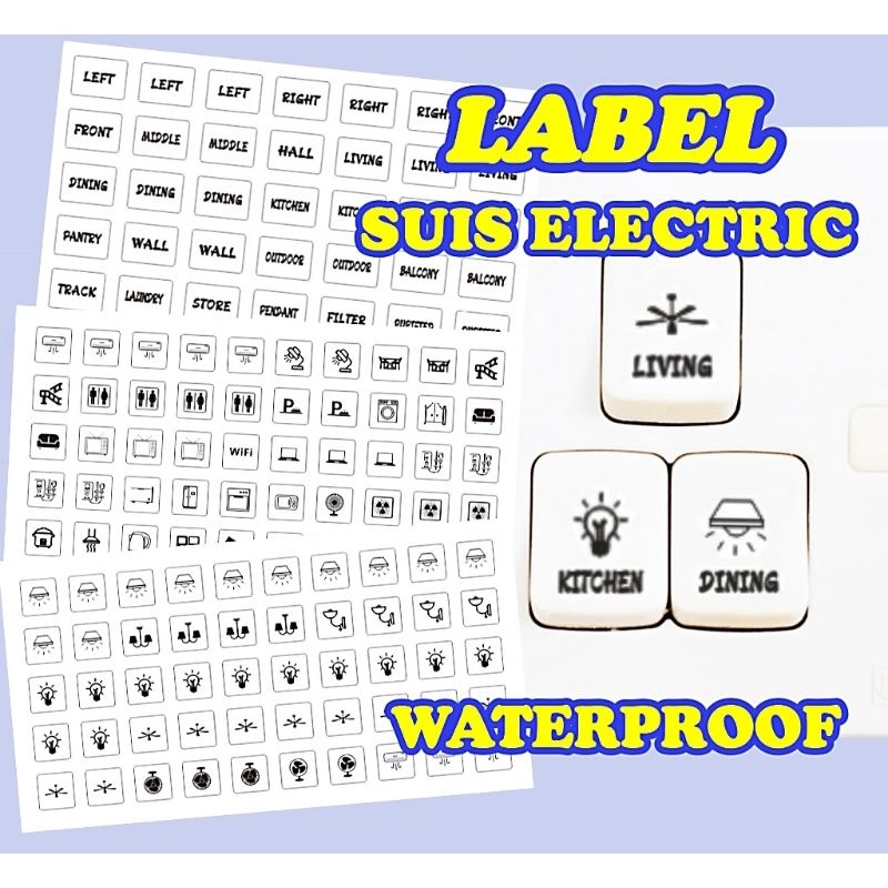 Minimalist Waterproof Switch Sticker / Electric Electrical Label / Suis ...