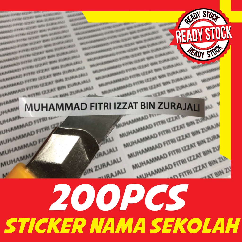 (200pcs) Sticker Nama Sekolah (Sticker Putih/Transparent) | Shopee Malaysia