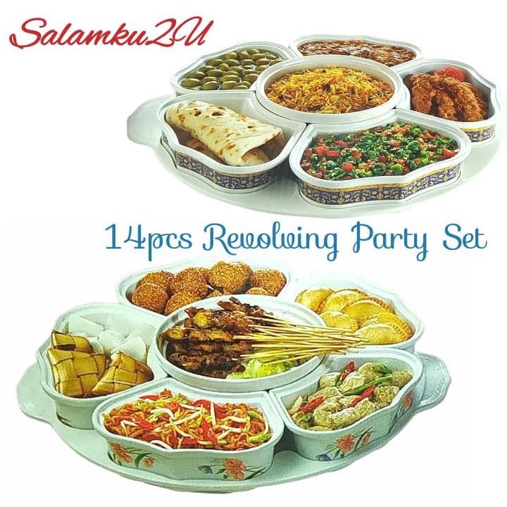 14pcs Revolving Party Set/Dome Set/Melamine Set/Bekas Makanan/Bekas ...
