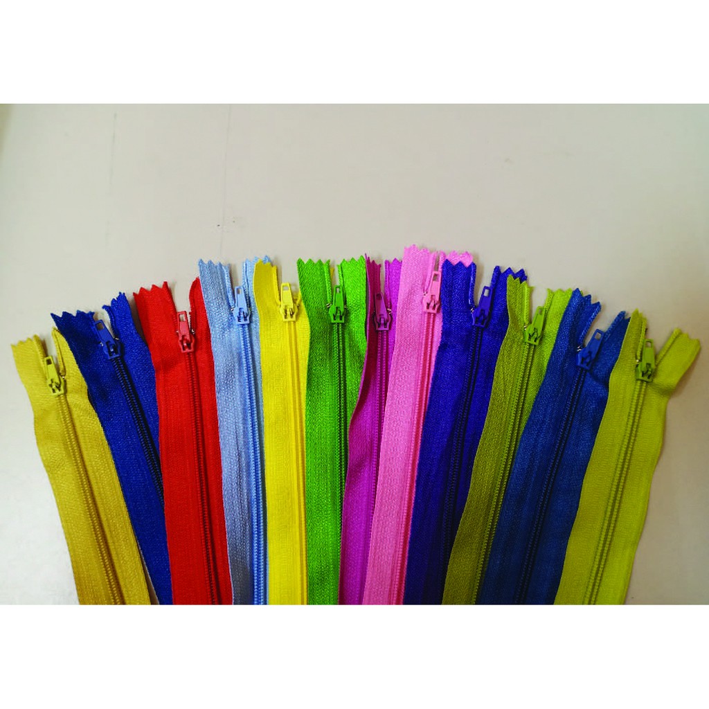 ZIP BIASA / NORMAL ZIPPER (DOZEN = 12 unit) (MIX) Warna Campur | Shopee ...