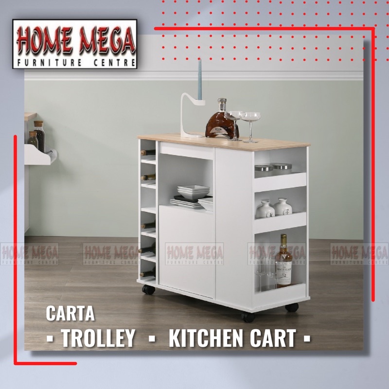 Carta Trolley Rack / White / Multipurpose / Moveable / Wheel / Kitchen ...