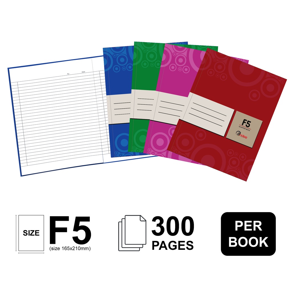 Bindee F5 Hard Cover Foolscap Book - 300 Pages / Notebook / Exercise ...