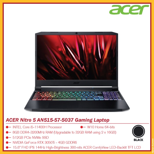 ACER Nitro 5 AN515-57-5037 Gaming Laptop (BLACK) | Shopee Malaysia