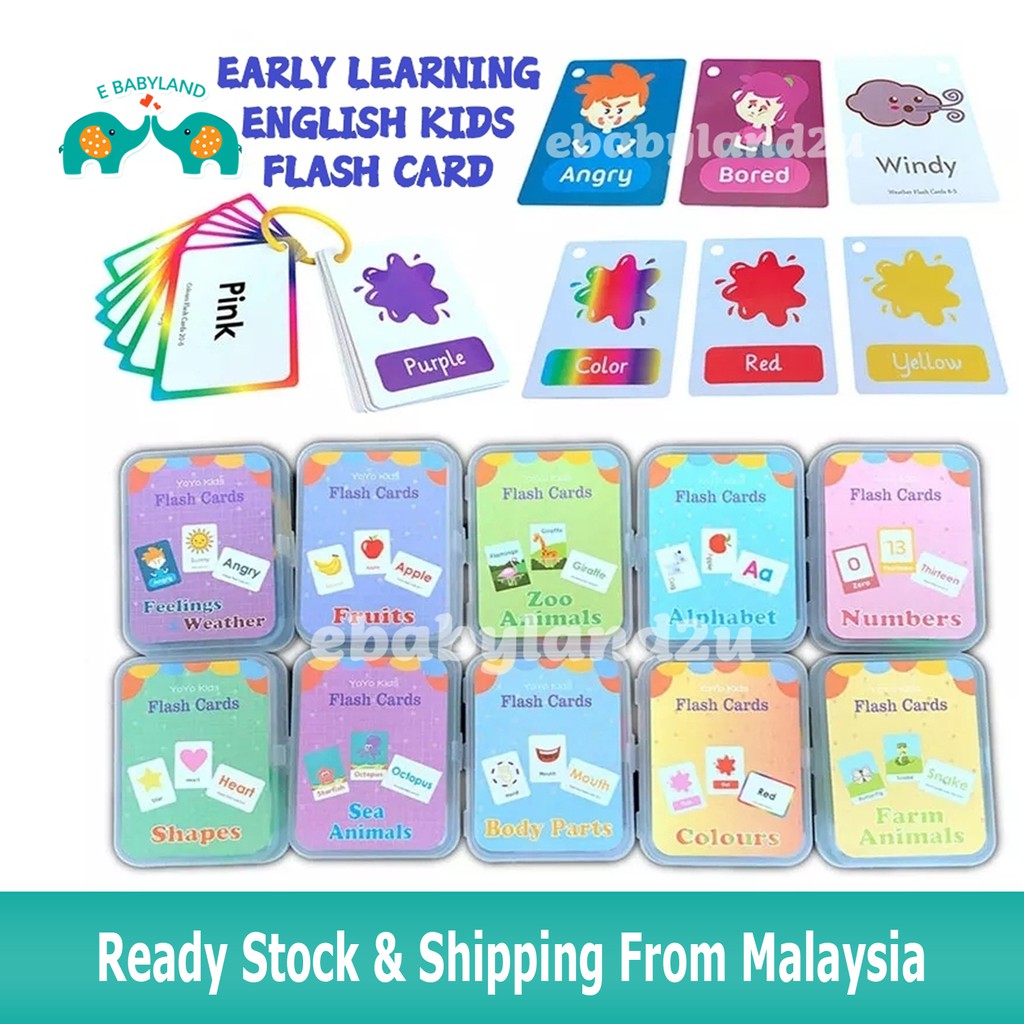 MINI Flash Card Early Learning Kad Imbas Animal Shape Colour Number ...