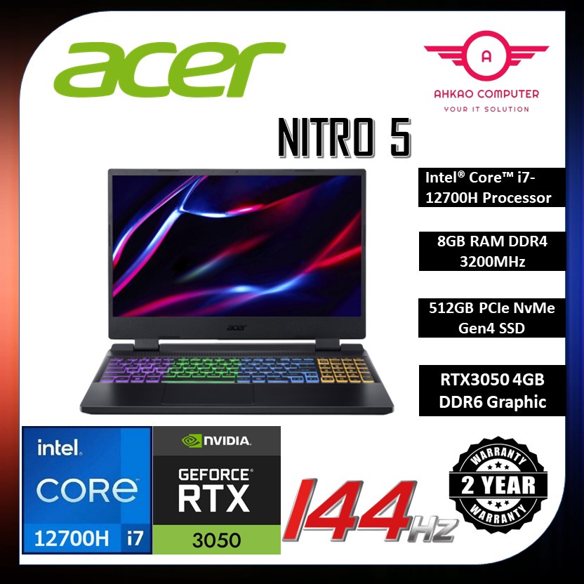 Acer Nitro 5 AN515-58-72JZ 15.6'' FHD 144Hz Gaming Laptop ( I7-12700H ...