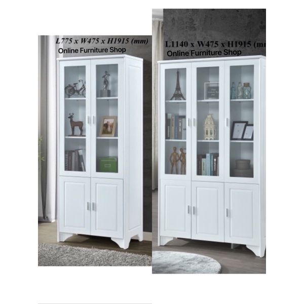 Bookshelf With 2 Door/ Bookshelf With 3 Door White/ Almari Buku (Fully ...