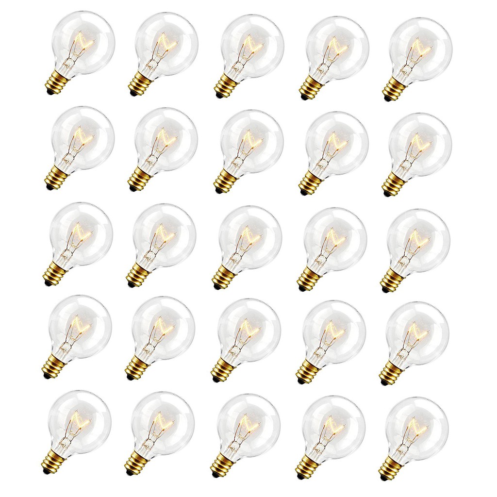 25 Pack of G40 Replacement Bulbs, 7 Watt Globe Bulbs for String Lights ...