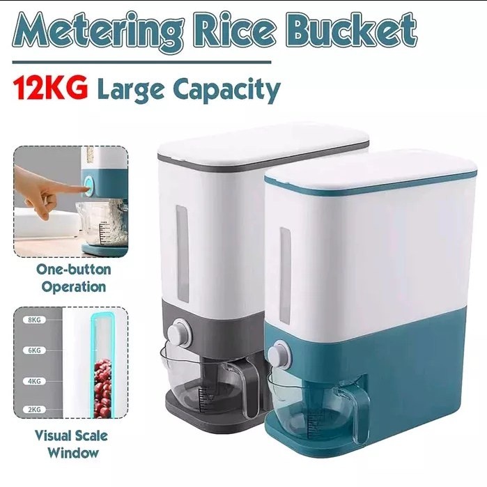 12 L Automatic Rice Dispenser 10 KG Rice Box Storage Container - Blue ...