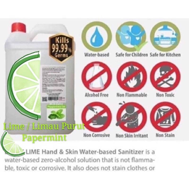 Limau Purut Kaffe Lime Water-Based Sanitizer Disinfectant 0% Alcohol ...
