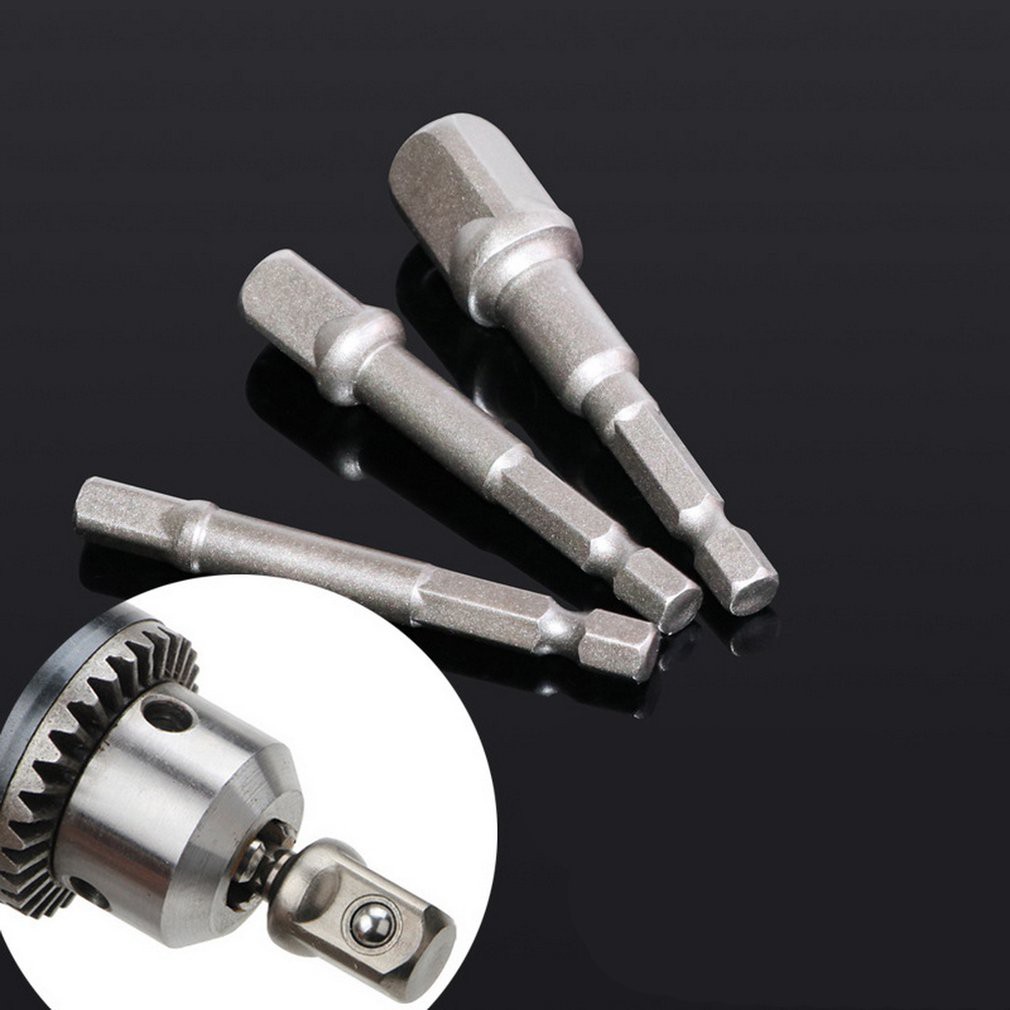 3pcs Socket Adapter Set Hex Shank To 1/4 3/8 1/2 Impact Driver Drill ...