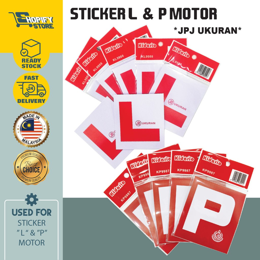 CAR & MOTOR Sticker P & L #2'S/PACK# UKURAN JPJ | Shopee Malaysia
