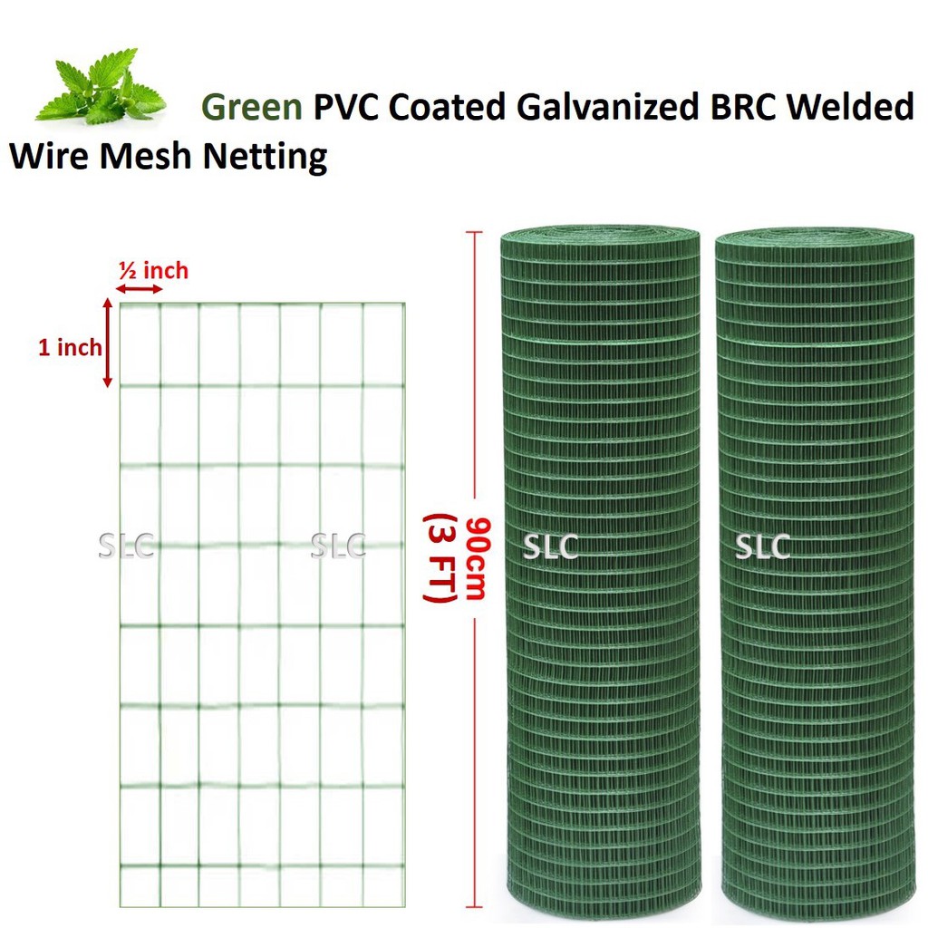 Green PVC Coated Galvanized BRC Welded Wire Mesh Netting 1/2" x 1" x 3ft x 45ft+- | Shopee Malaysia