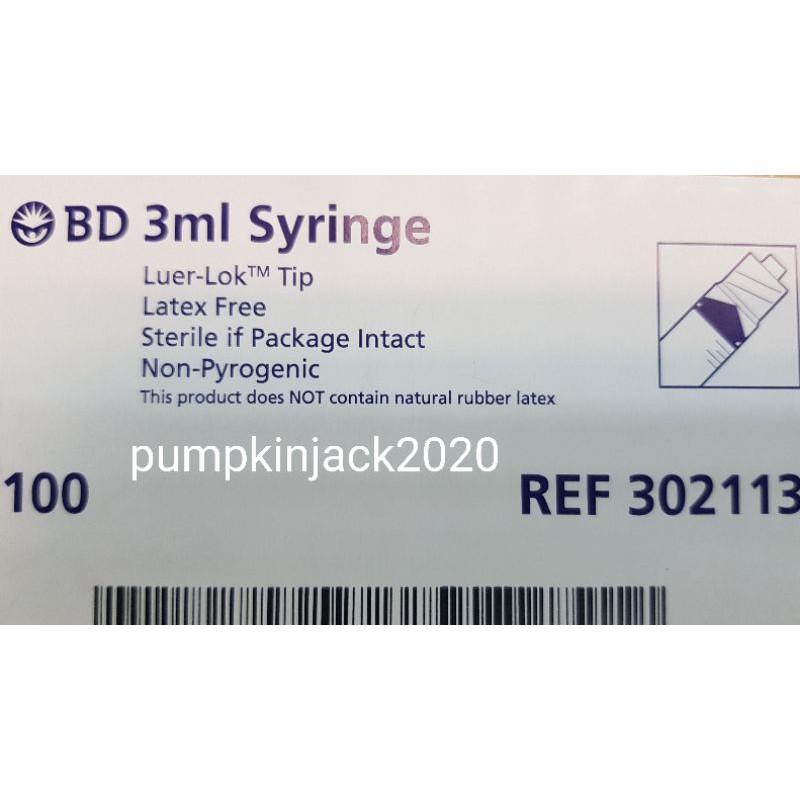 BD Sterile Syringe 3ml Luer-Lok Slip Tip - 1 box (EXP: 2025) | Shopee ...