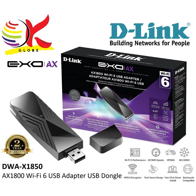 D-Link AX1800 Wi-Fi 6 USB Adapter DWA-X1850 USB 3.0 Adapter with OFDMA ...