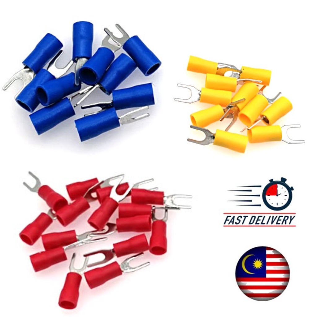 U-shape Y-type Fork-insulated Spade Terminals Crimp Connector End Connector SV1.25 SV2 SV3.5 Lug ...