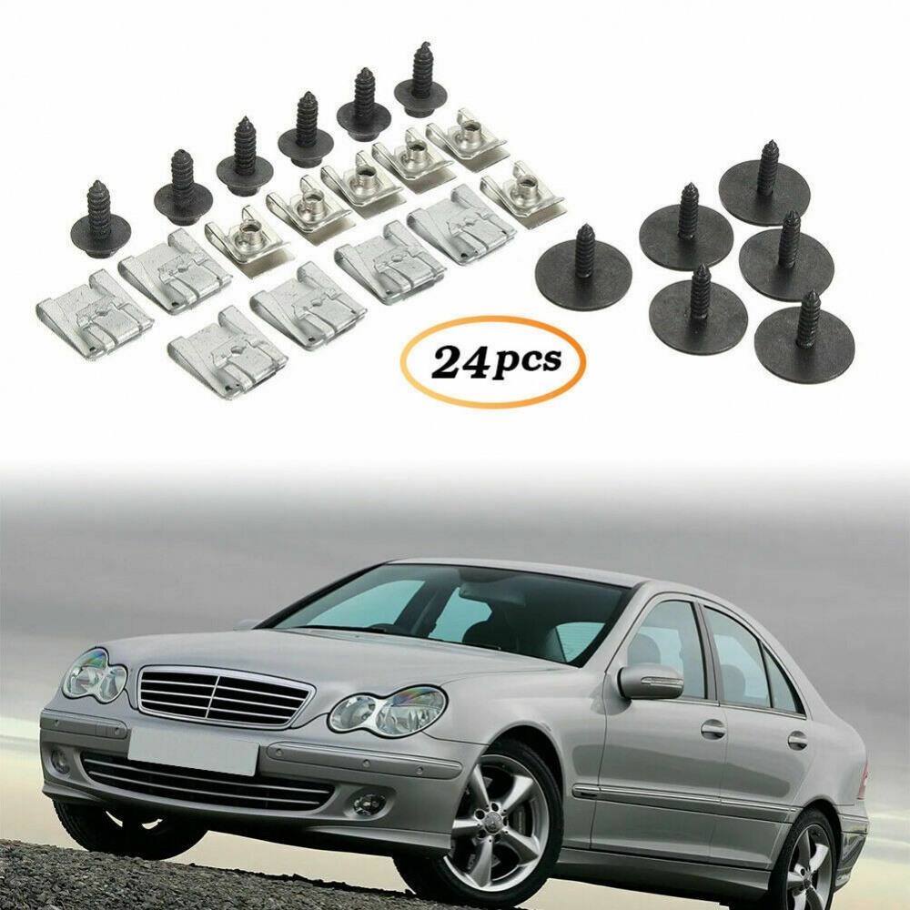Clips Car 24pcs/Set Engine For Mercedes-Benz Screw Undertray W203 W204 ...