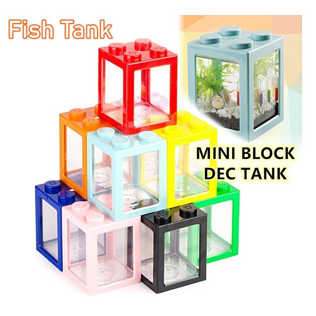 Mini Aquarium Fish Tank Lego Tank Betta Tank Guppy Tank Bekas Ikan Laga ...