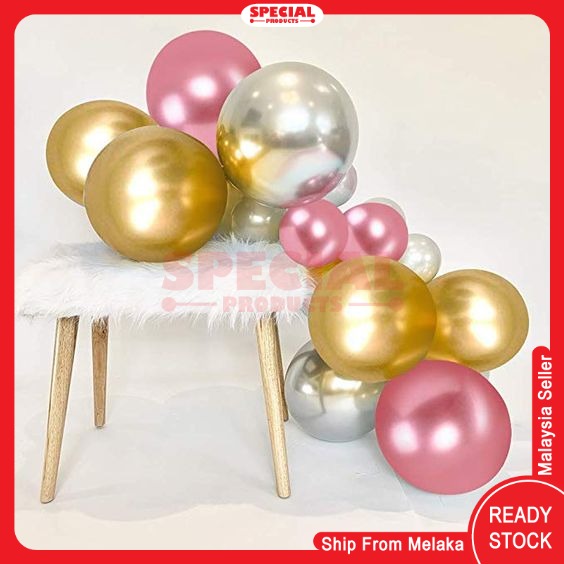 Huge 18 inch Chrome Latex Balloon Gold and Silver suitable for Arch ...