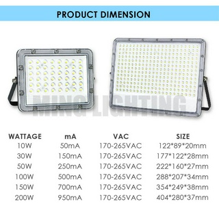 MEGAMAN LED Flood Light 10w 30w 50w 100w 150w 200w IP65 Floodlight ...