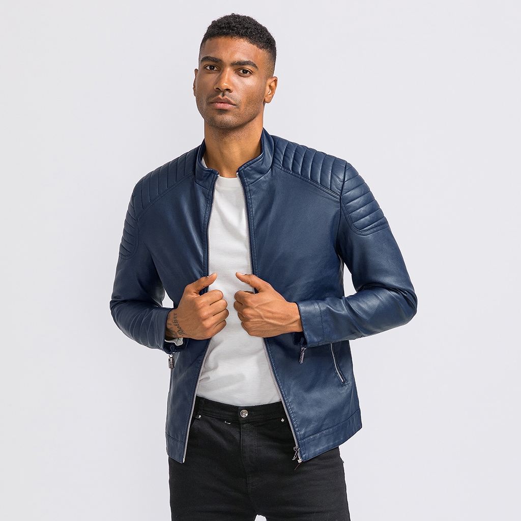 Men Autumn New Motorcycle Causal Leather Jacket Mens Fashion Zipper ...