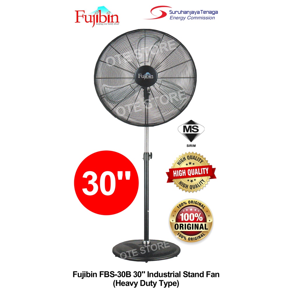 FUJIBIN FBS-30B 30" Heavy Duty Type Industrial Stand Fan (3 blade ...