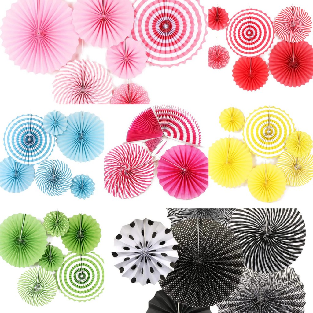 Combination Color PAPER FAN (1 set Of 6) | Shopee Malaysia
