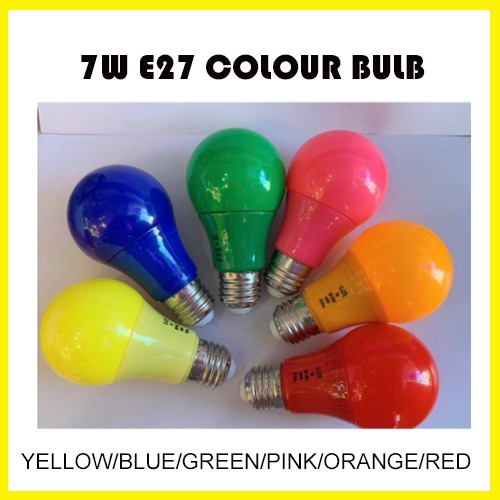 7W E27 Colour Bulb (Y/R/B/G/O/P/PK) | Shopee Malaysia